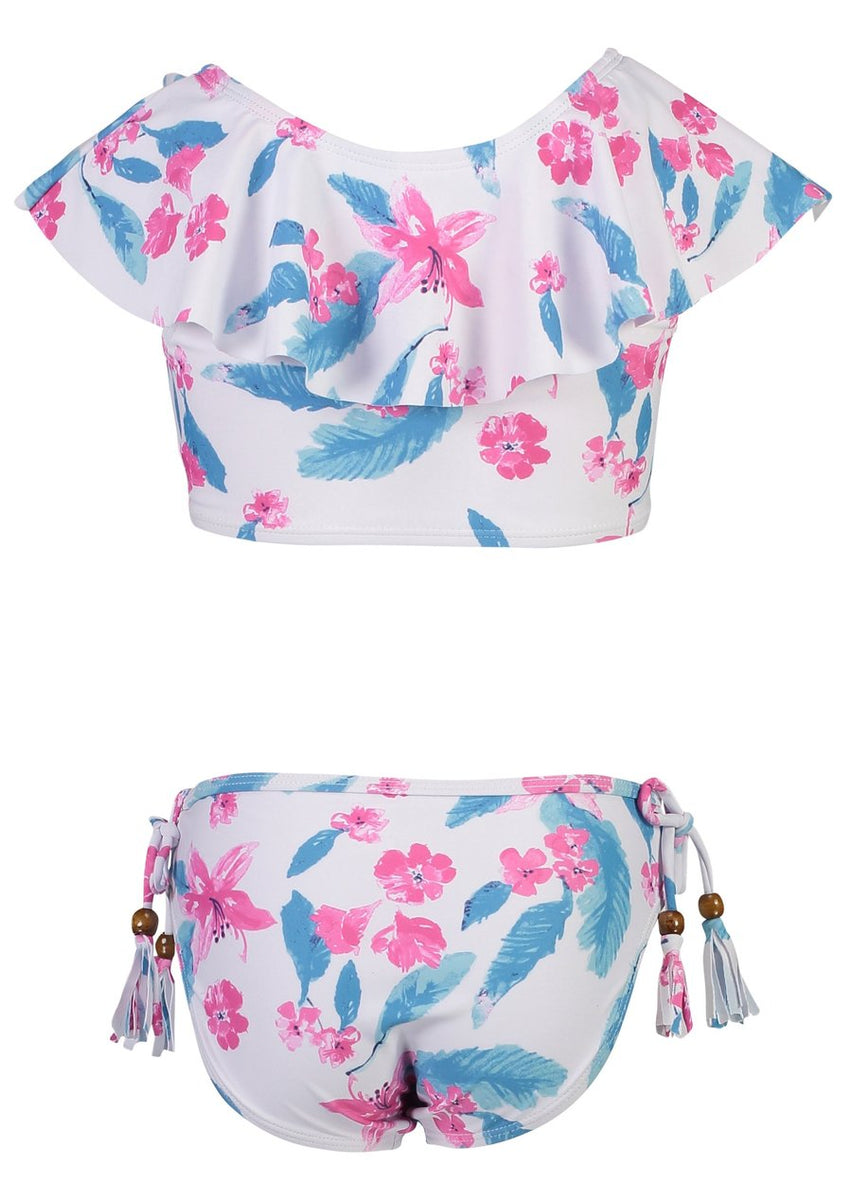 Snapper Rock Fuschia Lily Shoulder Flounce Bikini – Bloom Kids Collection